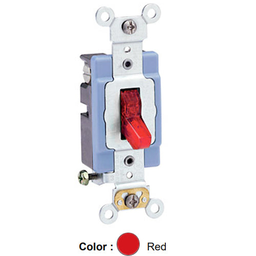 Leviton 1201-PLR, Illuminated ON Single-Pole AC Quiet Toggle Switch, P ...