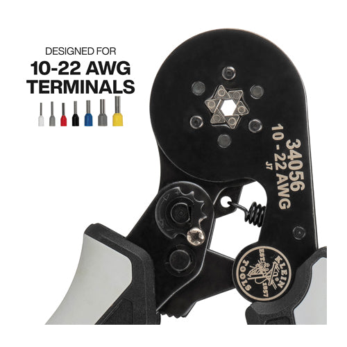 Klein Tools 34056, Ratcheting Ferrule Hex Crimper, 10 to 22 AWG Wire ...