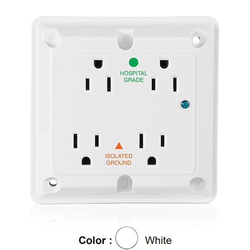 Leviton 8480-IGW, 4-in-1 Surge Protective Isolated Ground Quadruplex R ...
