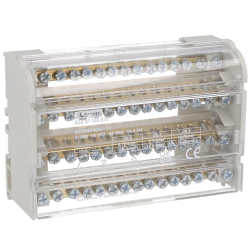 Lovato ACB4P100G15, Power Distribution Block, Four-Pole, 100A, 15 Term ...