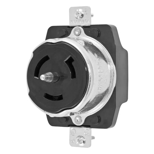 Hubbell CS6370, Receptacles, Black Phenolic, 50A 125V, 2-Pole 3-Wire G ...