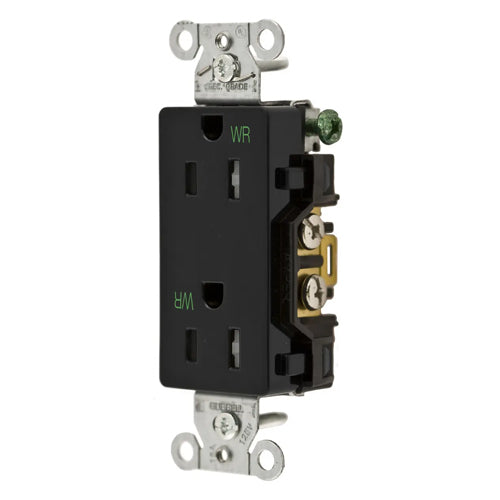 Hubbell DR15BLKWRTR, Commercial Grade Style Line Decorator Duplex Rece ...