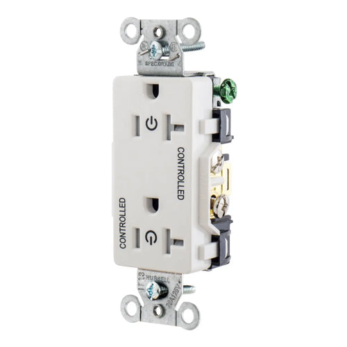 Hubbell DR20C2WHI, Permanently Marked Decorator Duplex Receptacles, Co ...
