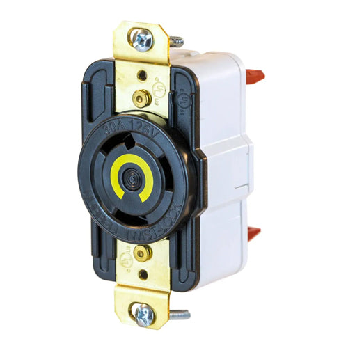 Hubbell HBL2610ST, Single Flush Receptacles, Black Nylon Face, Spring ...