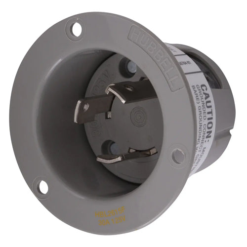 Hubbell HBL2615F, Insulgrip Flanged Inlets, Heat Stabilized, Gray Nylo ...