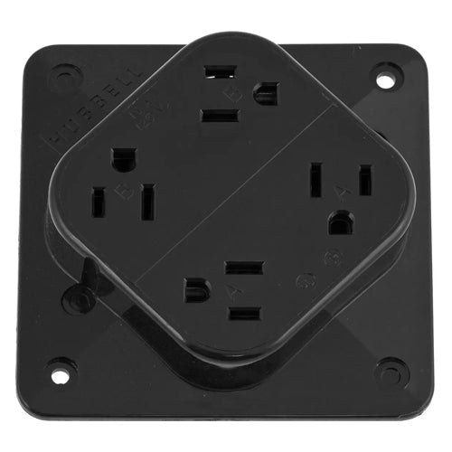 Hubbell HBL415BK, 4-PLEX Receptacles, Over Size Robertson/Slotted Head ...