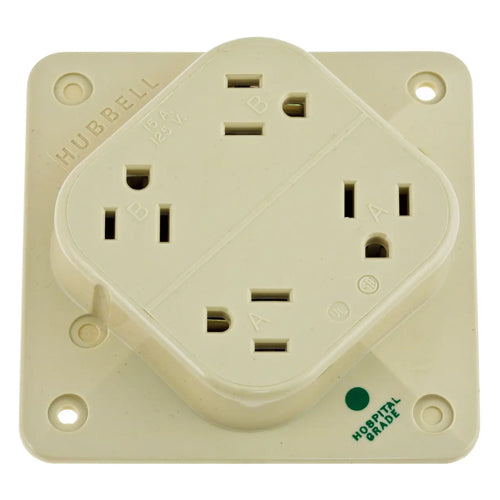 Hubbell HBL415HI, 4-PLEX Hospital Grade Receptacles, 4 Outlet High Imp ...