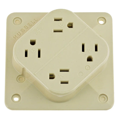 Hubbell HBL415I, 4-PLEX Receptacles, Over Size Robertson/Slotted Head ...