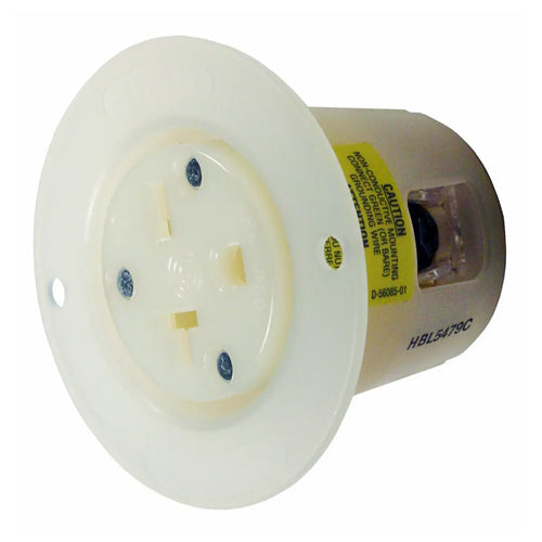 Hubbell HBL5479C, Flanged Single Receptacle, Nylon Casing, 20A 250V, 6 ...