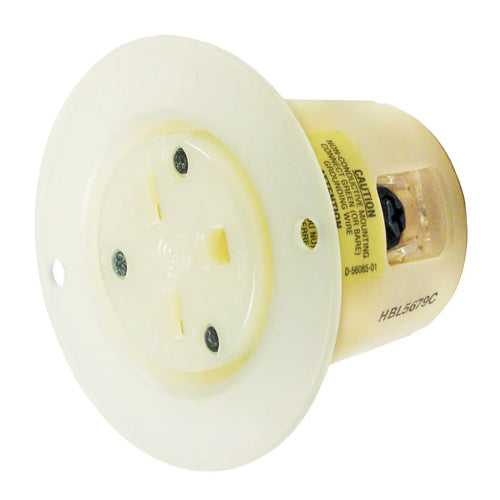 Hubbell HBL5679C, Flanged Single Receptacle, Nylon Casing, 15A 250V, 6 ...