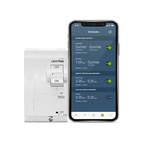 Leviton LB245-ST, 45A 2-Pole 2nd Gen Smart Branch Circuit Breaker with ...