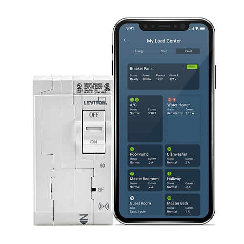 Leviton LB260-GS, 60A 2-Pole Smart GFCI Branch Circuit Breaker with Hy ...