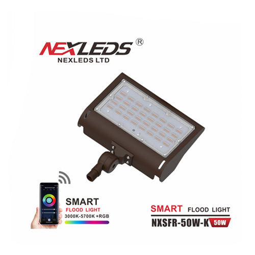 NEXLEDS NXSFR-50W-K, LED Smart Flood Light, 100-277VAC, 50W, 5000 Lume ...