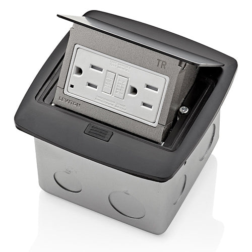 Leviton PFGF1-MB, Pop-Up Floor Box with Self-Test GFCI Tamper-Resistan ...