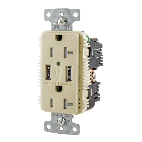 Hubbell USB20A5I, USB Charger Tamper Resistant Duplex Receptacles, Com ...